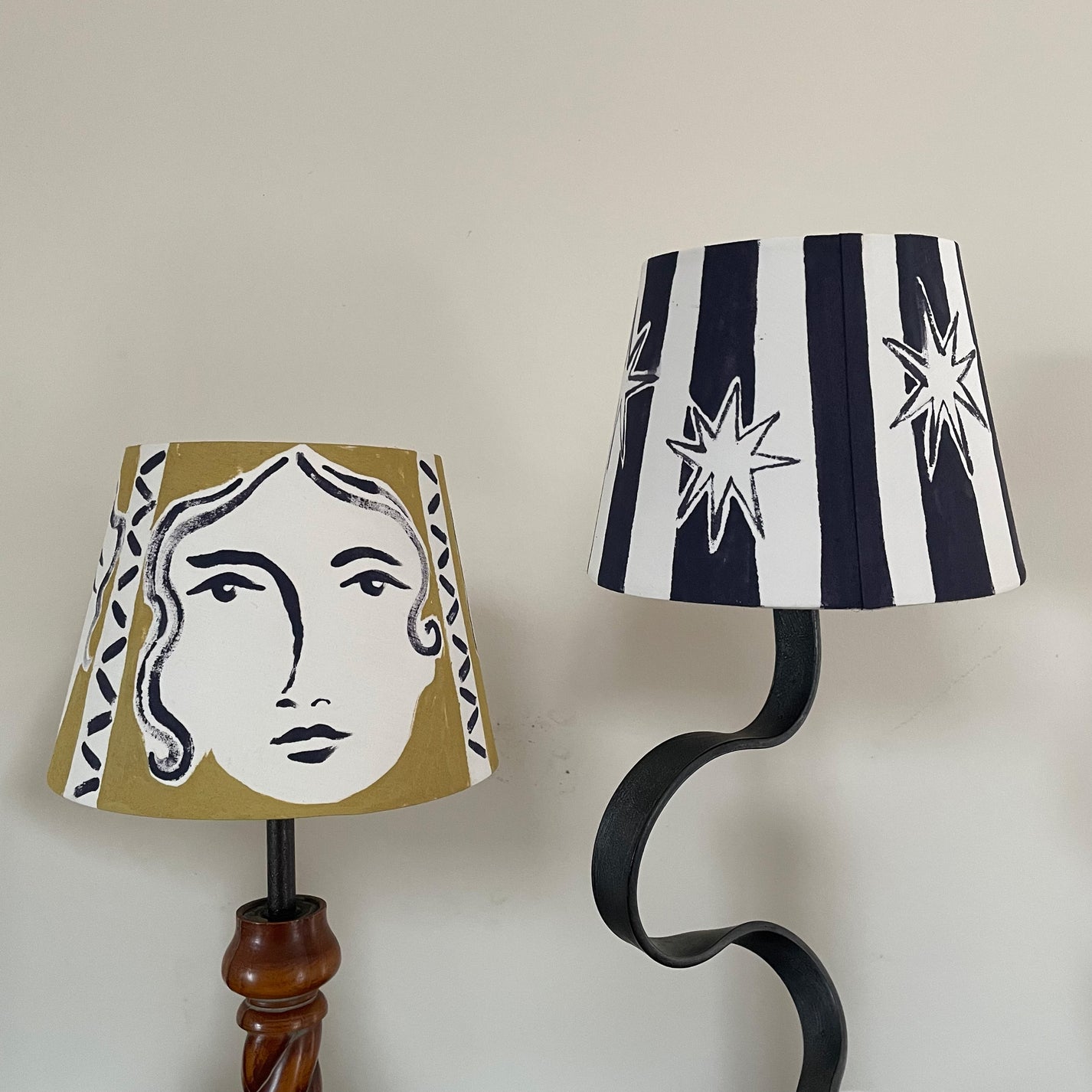 Daphne and David in India Yellow and Tingry Blue | Hand-painted ...
